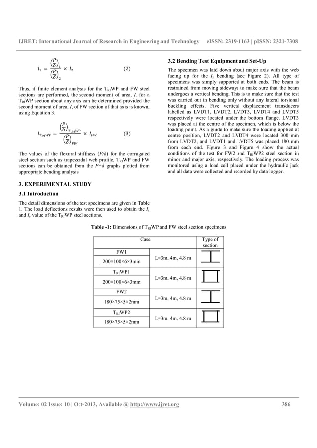 Experimental study on bending behaviour of triangular | PDF