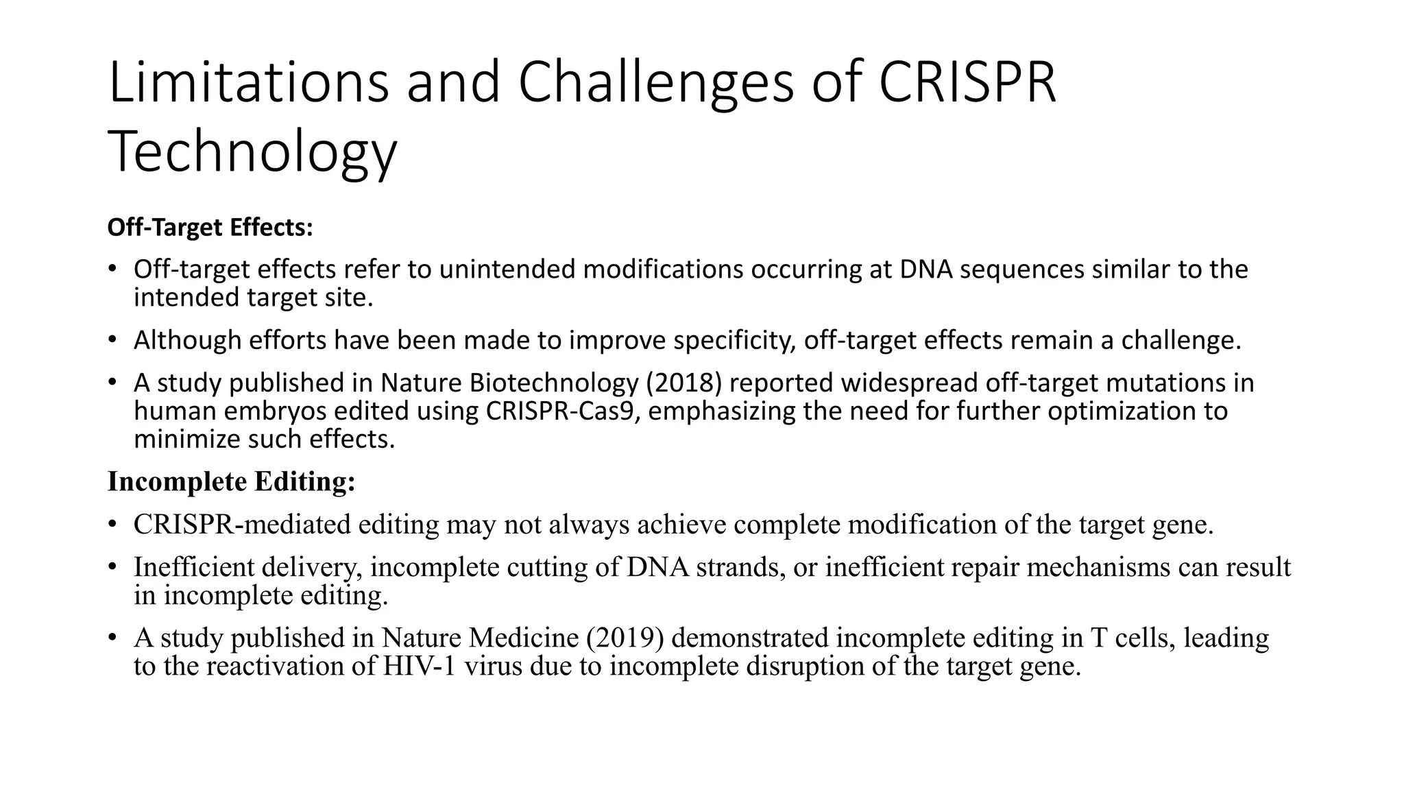 Experimental Techniques and Limitations of CRISPR and Gene.pptx ...