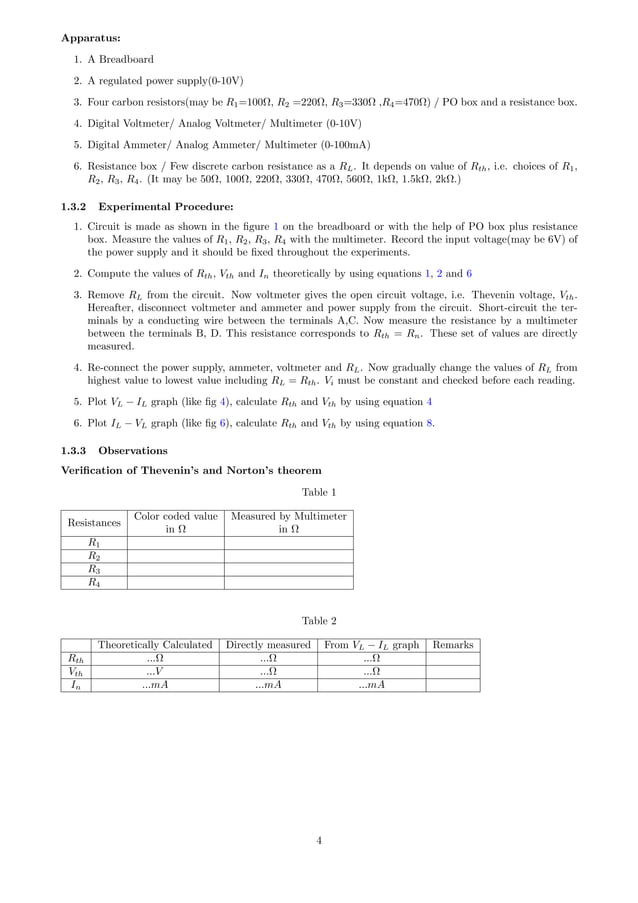 Experimental verification of network theorems, ugc practical physics s_paul | PDF | Computer ...