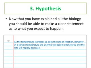 Mr Exham's Guide to writing up a Biology Practical Investigation | PPTX