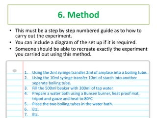 Mr Exham's Guide to writing up a Biology Practical Investigation | PPTX