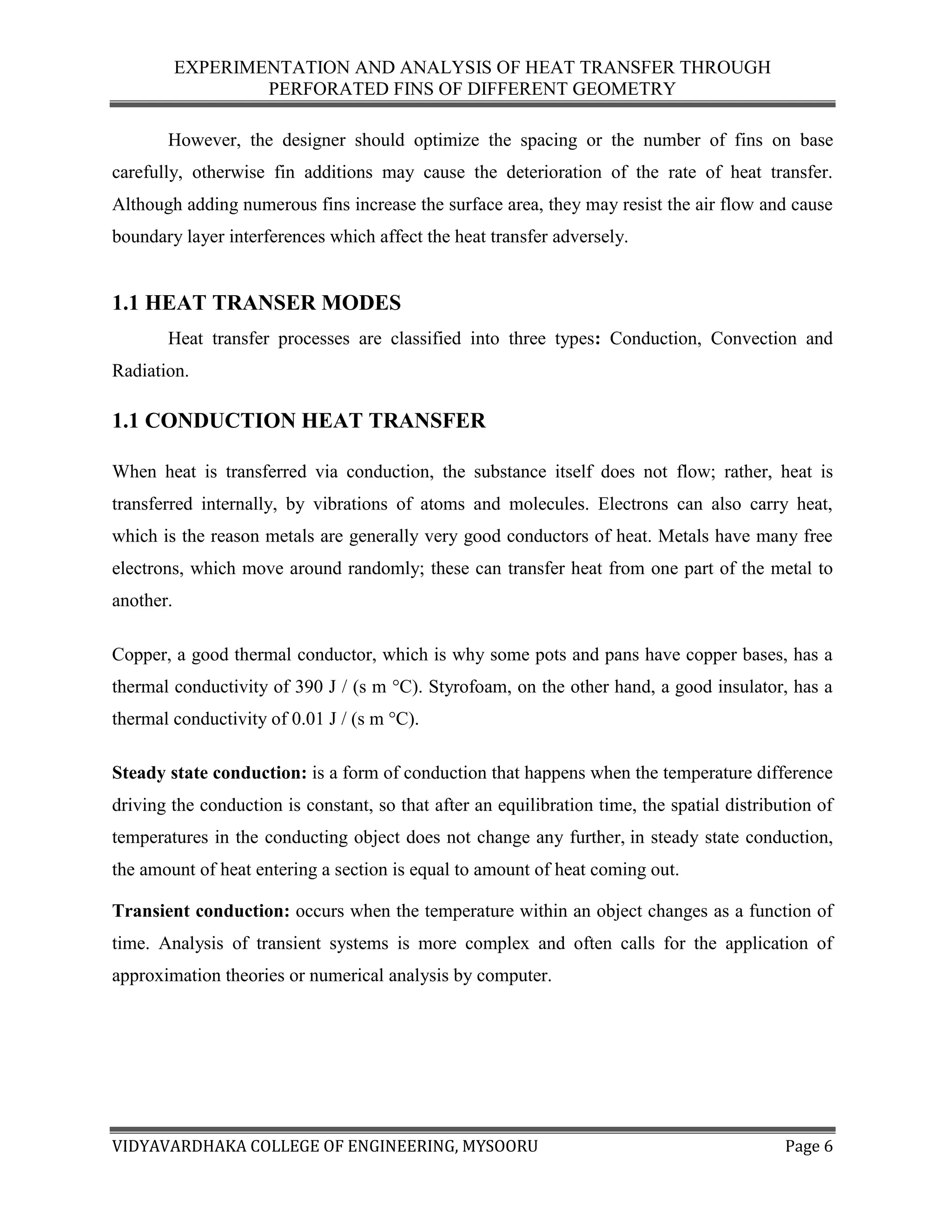 Experimentation and analysis of heat transfer through perforated fins ...