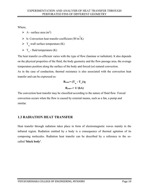 Experimentation and analysis of heat transfer through perforated fins ...