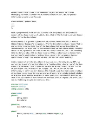 Significance of private inheritance in C++... | PDF