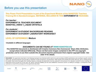 Experiment with Liquid Crystals - Nanotechnology | PPT