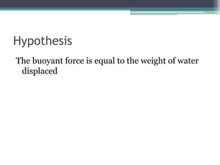 Experiment buoyant force | PPTX