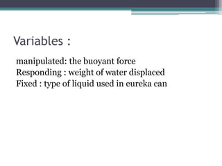 Experiment buoyant force | PPTX