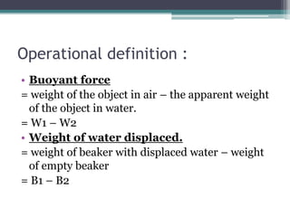 Experiment buoyant force | PPTX