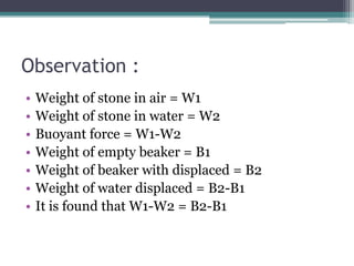 Experiment buoyant force | PPTX