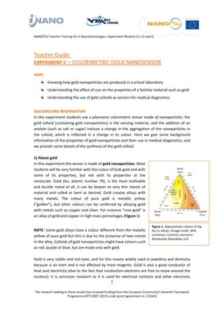 Experiment with colorimetric gold nanosensors - Teacher guide (age 11 ...