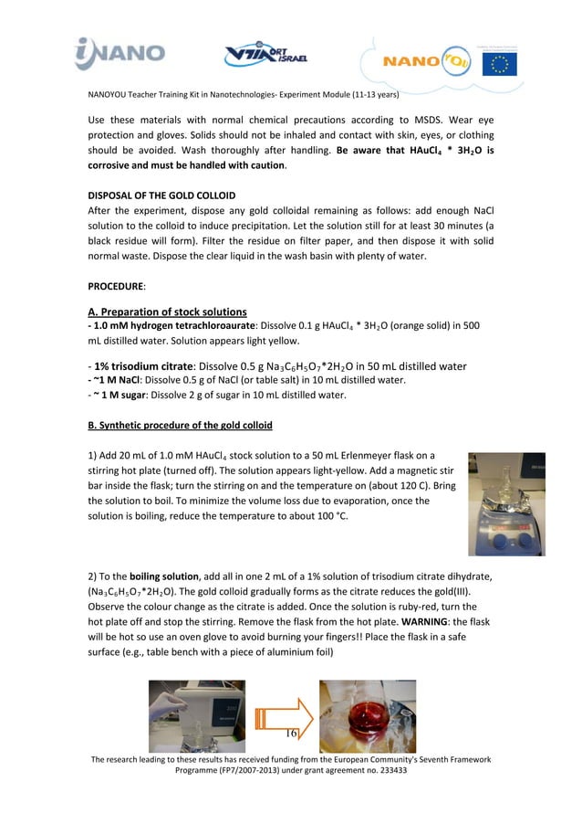 Experiment With Colorimetric Gold Nanosensors Teacher Guide Age 11 13 Pdf