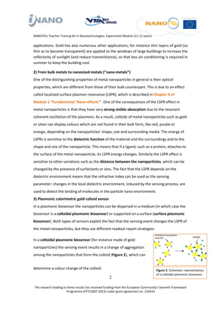 Experiment with colorimetric gold nanosensors - Teacher guide (age 11-13) | PDF