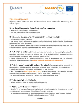 Experiment with superhydrophobic materials - Teacher guide (age 14 -18 ...