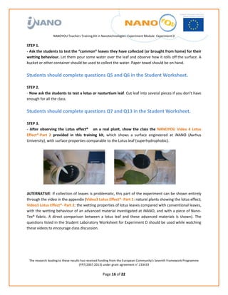 Experiment with superhydrophobic materials - Teacher guide (age 14 -18 ...