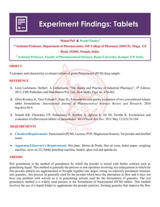Experiment Findings Formulation and Evaluation of PCM Tablet.pdf