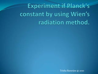 Experiment if planck's constant | PPTX | Physics | Science