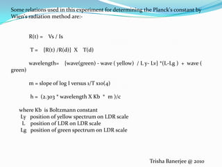 Experiment if planck's constant | PPTX | Physics | Science