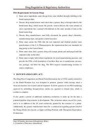 A) Study in detail about Para - IV filing. B) Case studies for Para ...