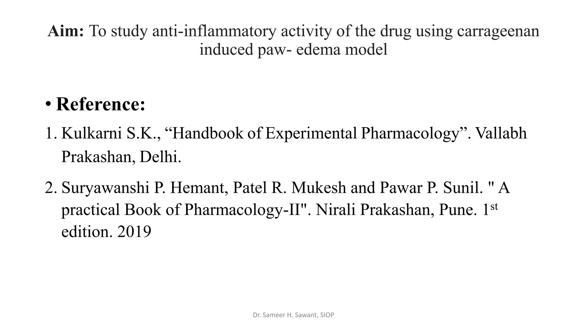 Anti-inflammatory activity of drugs using carrageenan induced paw-edema ...