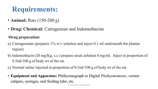 Anti-inflammatory activity of drugs using carrageenan induced paw-edema ...