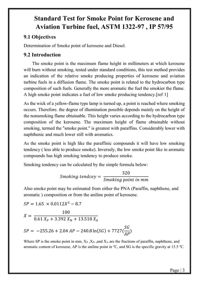 Standard Test for Smoke Point for Kerosene and Aviation Turbine fuel ...