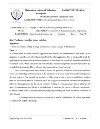 Experiment no. 7 | PDF