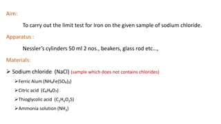 Experiment no. 3 Limit test for Iron.pptx
