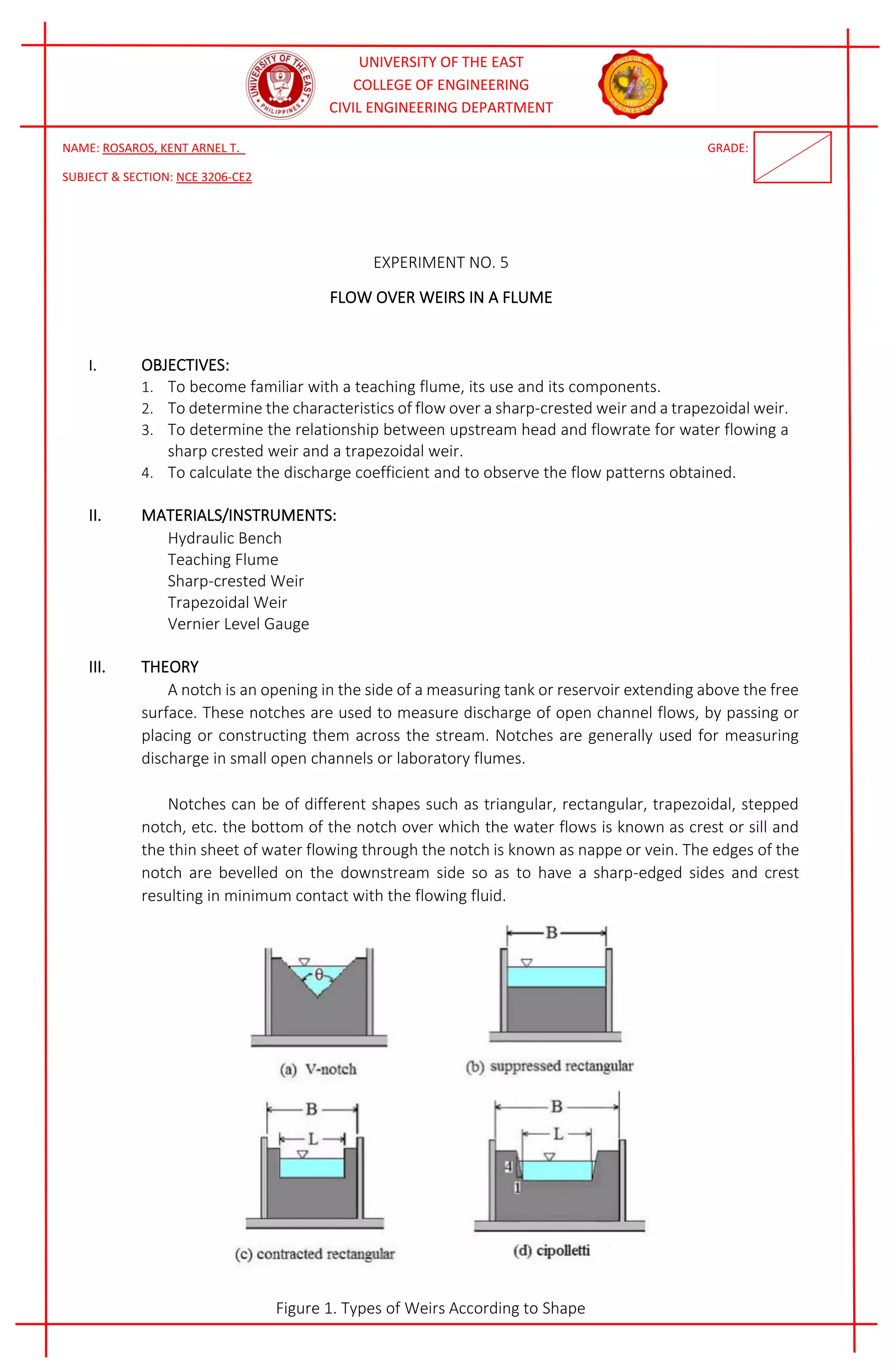 Experiment No.5 Flow Over Weirs in a Flume-ROSAROS.pdf
