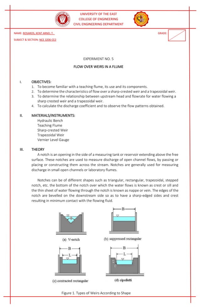 Experiment No.5 Flow Over Weirs in a Flume-ROSAROS.pdf