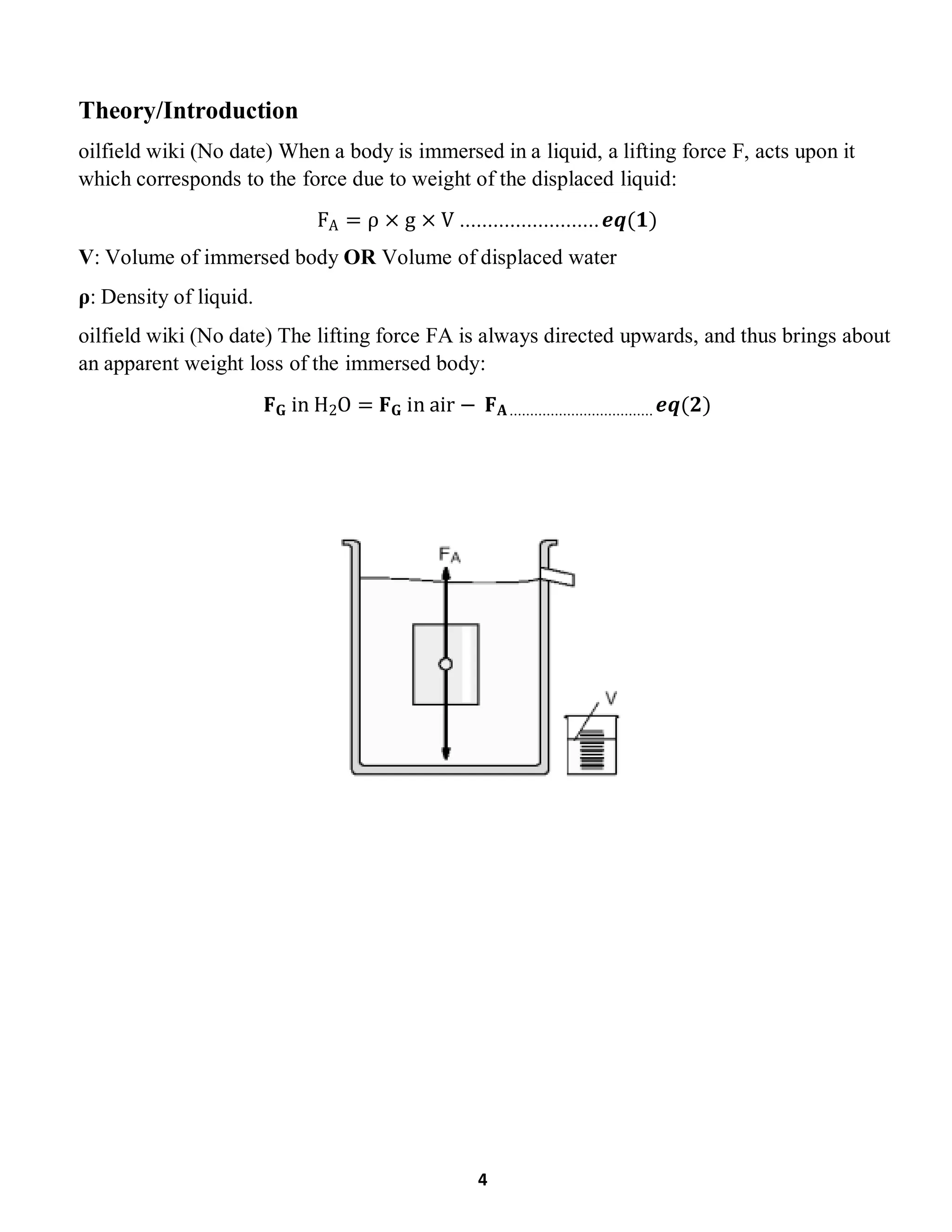 Fluid mechanic Lab Experiment No. (1)_ Lifting Force | PDF