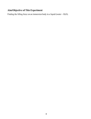 Fluid mechanic Lab Experiment No. (1)_ Lifting Force | PDF