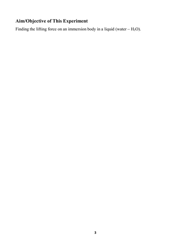 Fluid mechanic Lab Experiment No. (1)_ Lifting Force | PDF | Chemistry | Science