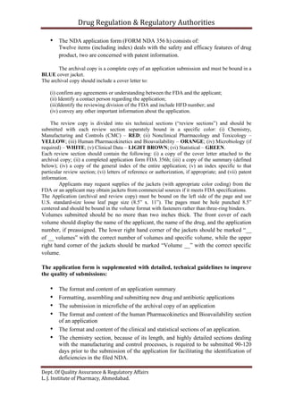 To compare filing process of NDA of different countries of India, US ...