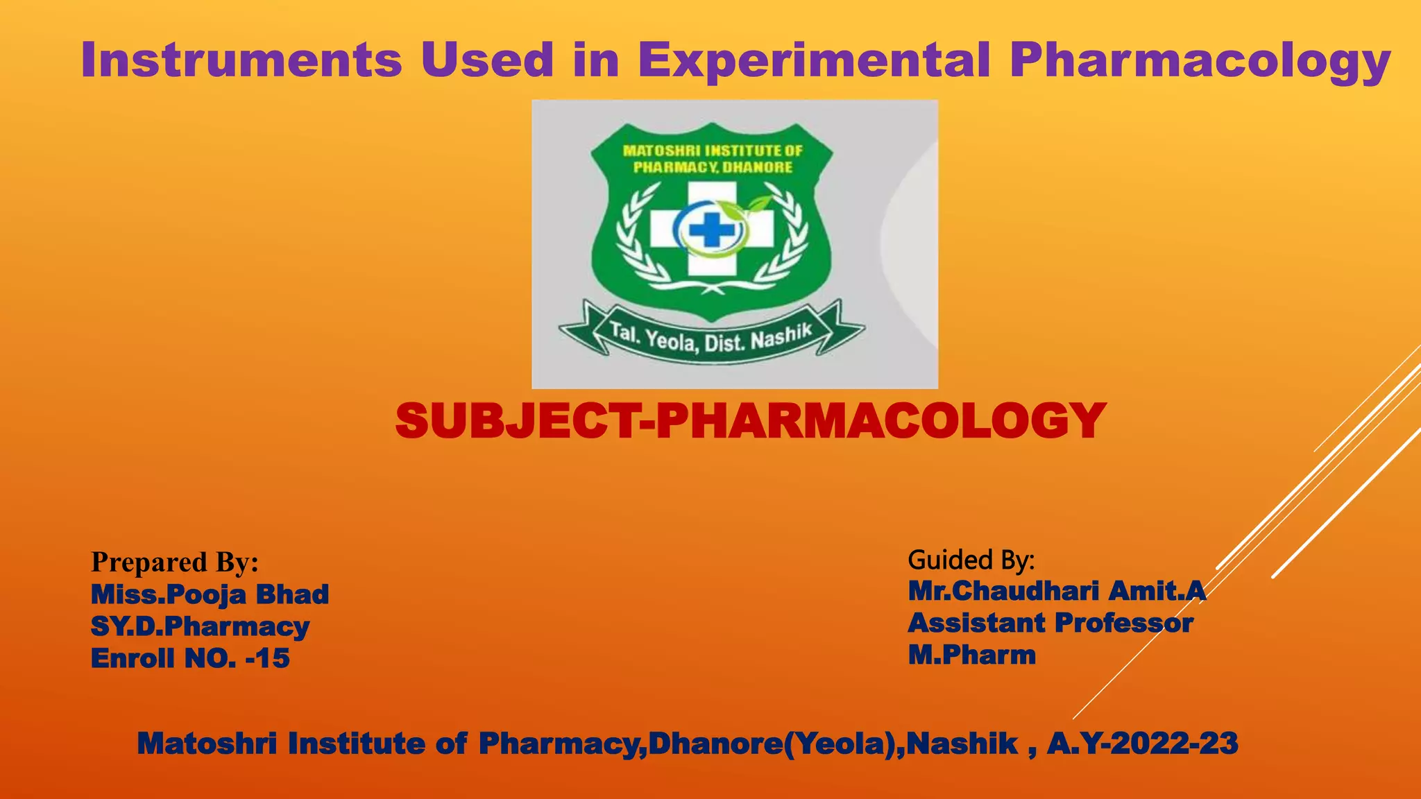 Commonly used instrument in Experimental Pharmacology | PPTX
