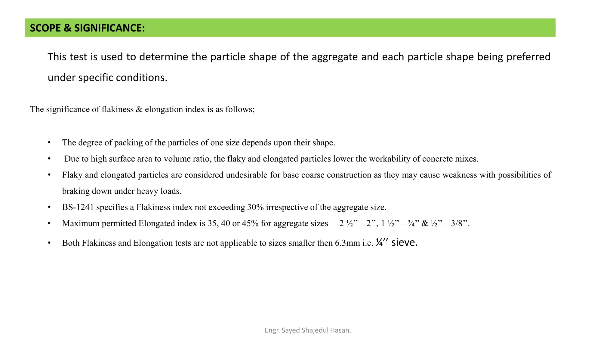 Experiment no 03 Determination of the flakiness and the elongation ...