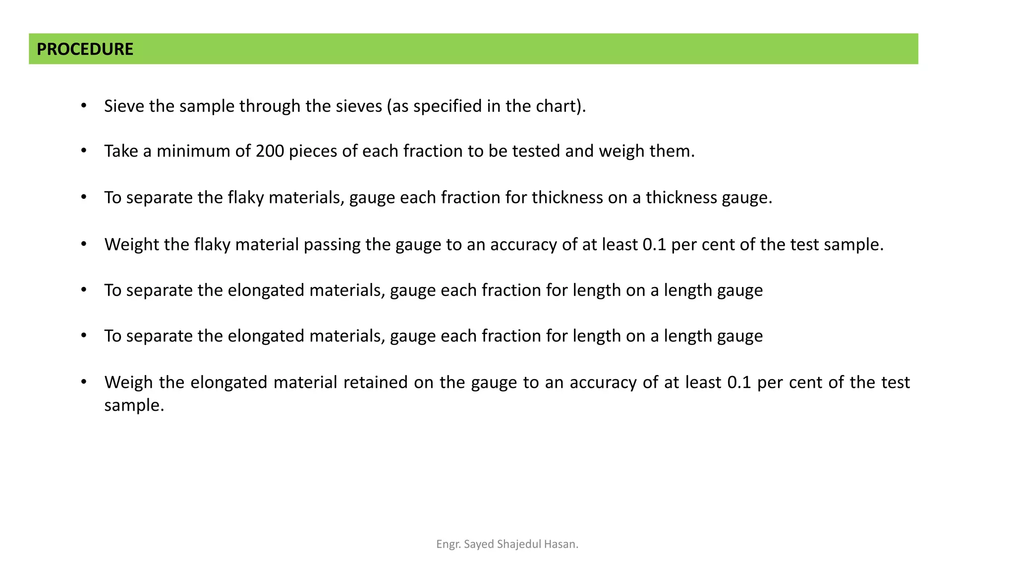 Experiment no 03 Determination of the flakiness and the elongation ...