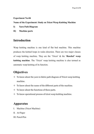 Study on Warp Knitting Machine | PDF