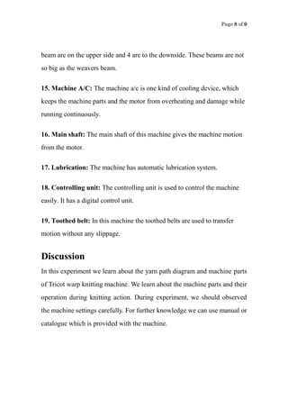 Study on Warp Knitting Machine | PDF