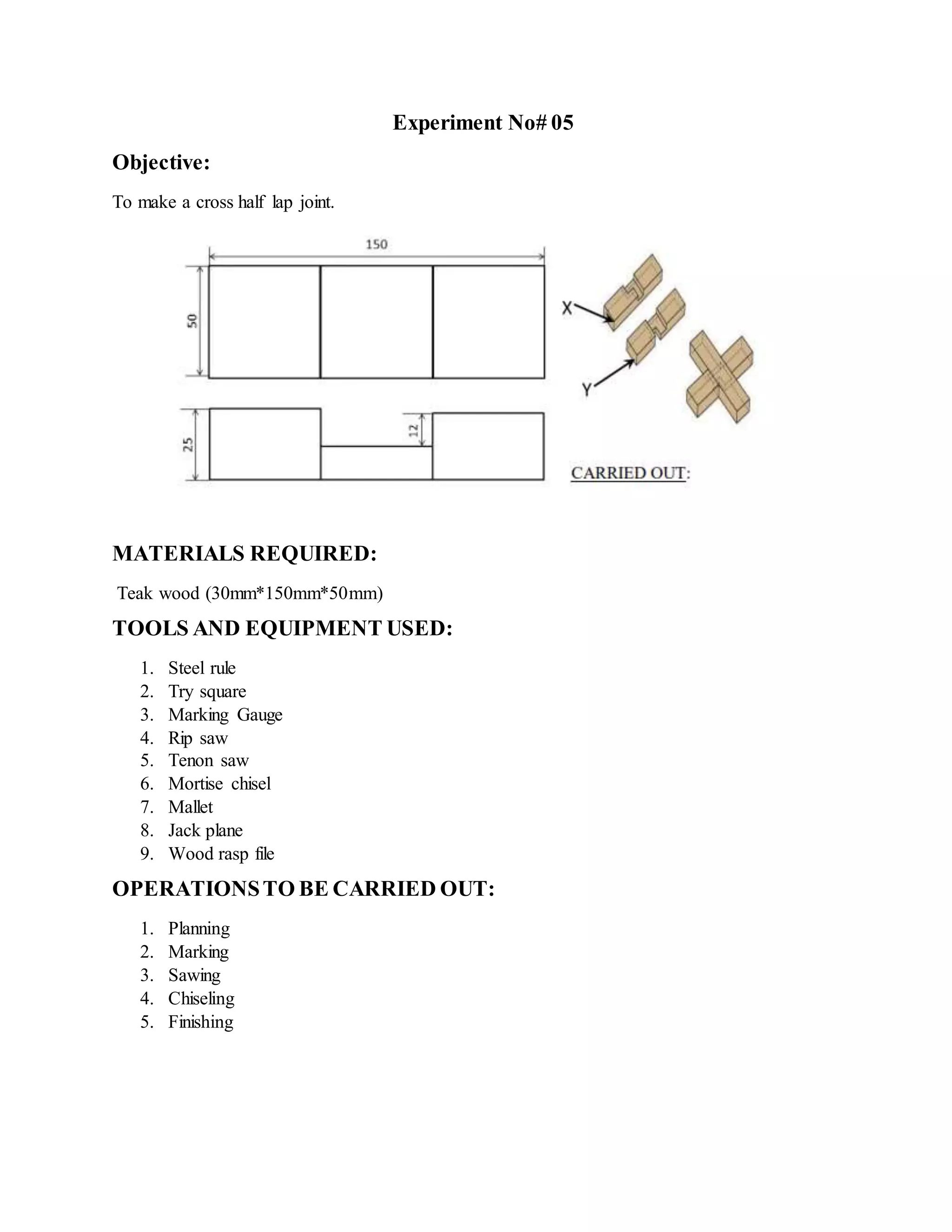 To make a cross half lap joint | DOCX