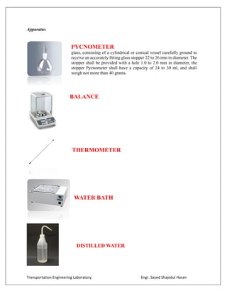 SPECIFIC GRAVITY TEST ON BITUMINOUS MATERIALS. | PDF