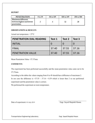 PENETRATION TEST ON BITUMINOUS MATERIALS. | PDF