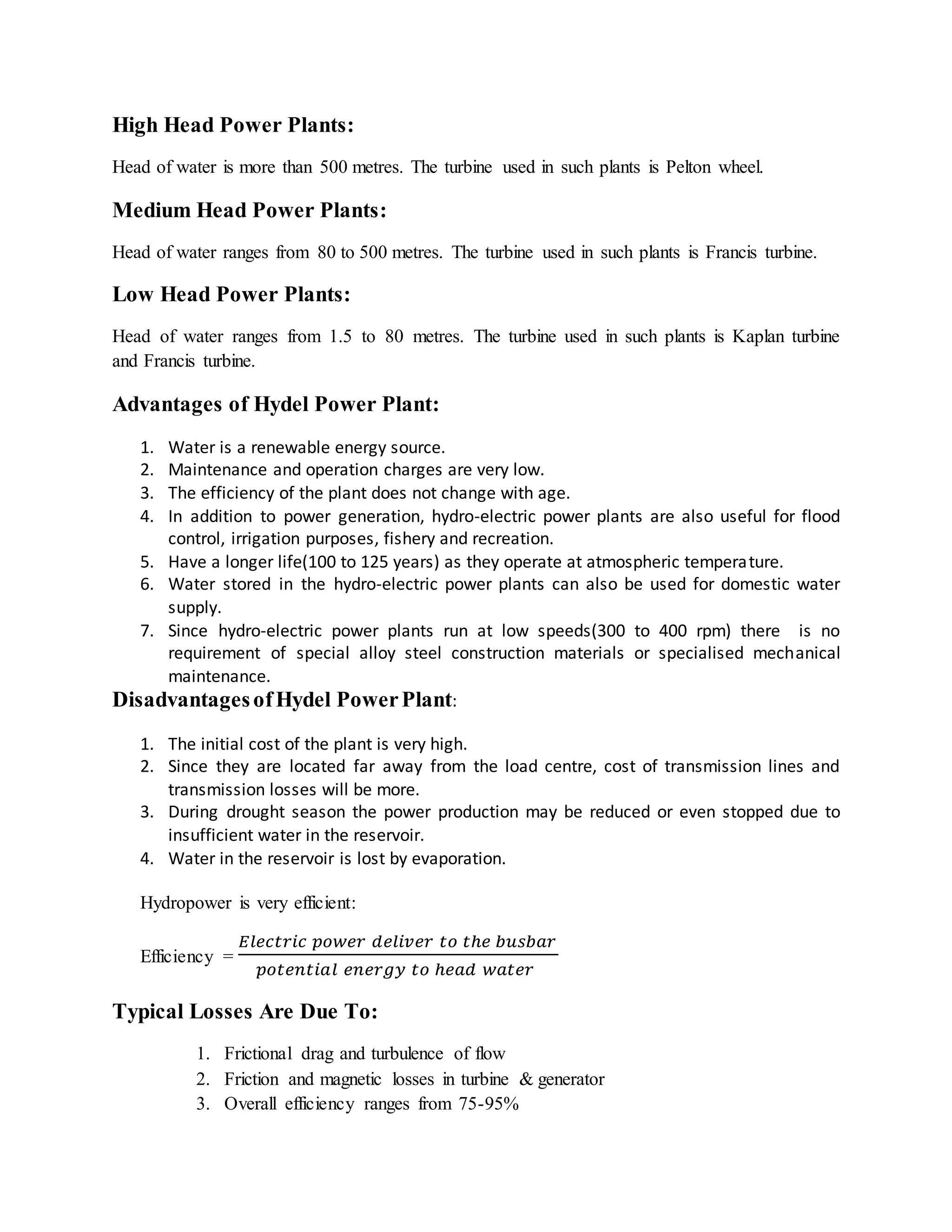 Calculation Efficiency of 5GW Hydropower Plant. | DOCX