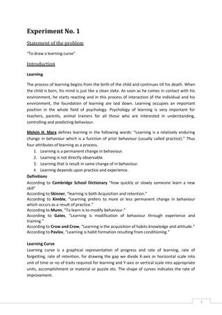 Experiments Related to Psychology | PDF
