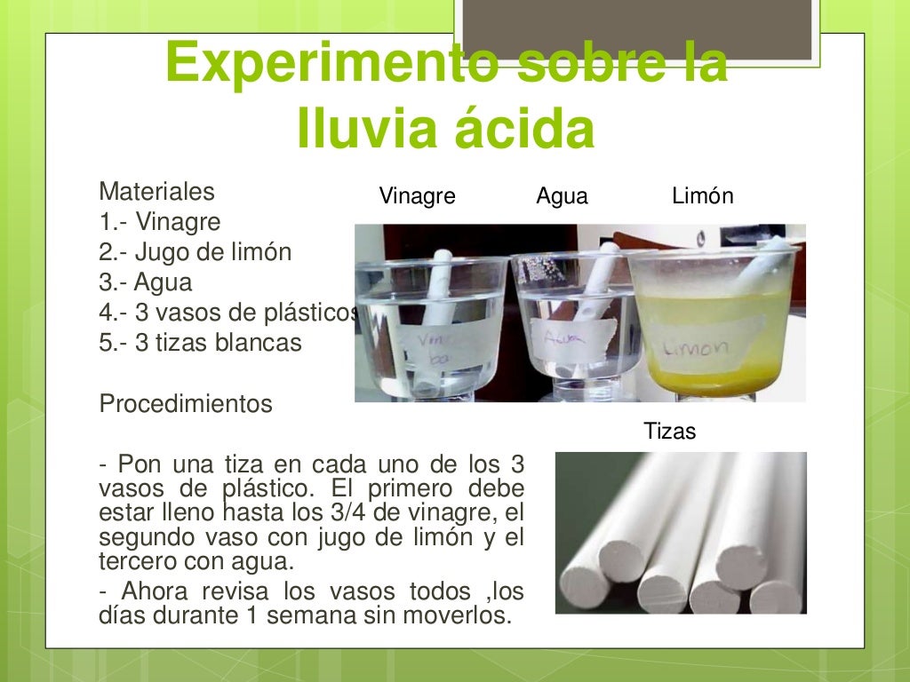 Experimento los efectos de la lluvia ácida