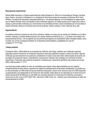 Experimento de miller y urey | DOCX