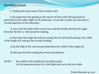 Experiment of finding the resolving power of the | PPTX