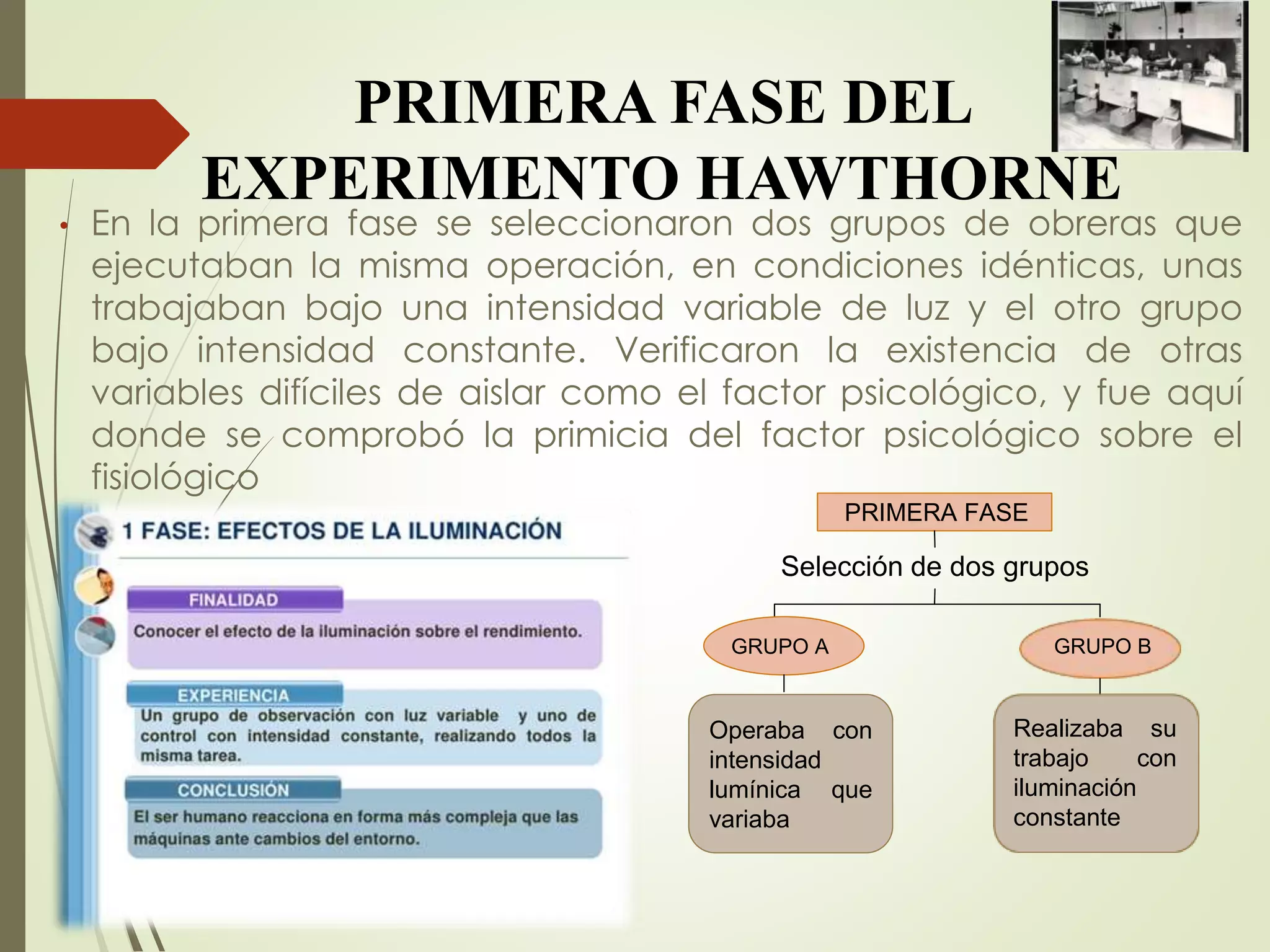 Experimento hawthorne viernes diurno | PPT