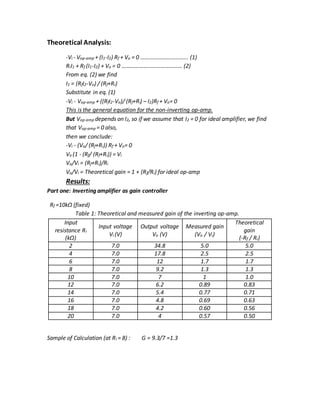Instrumentation Lab. Experiment #3 Report: Operational Amplifiers | DOCX