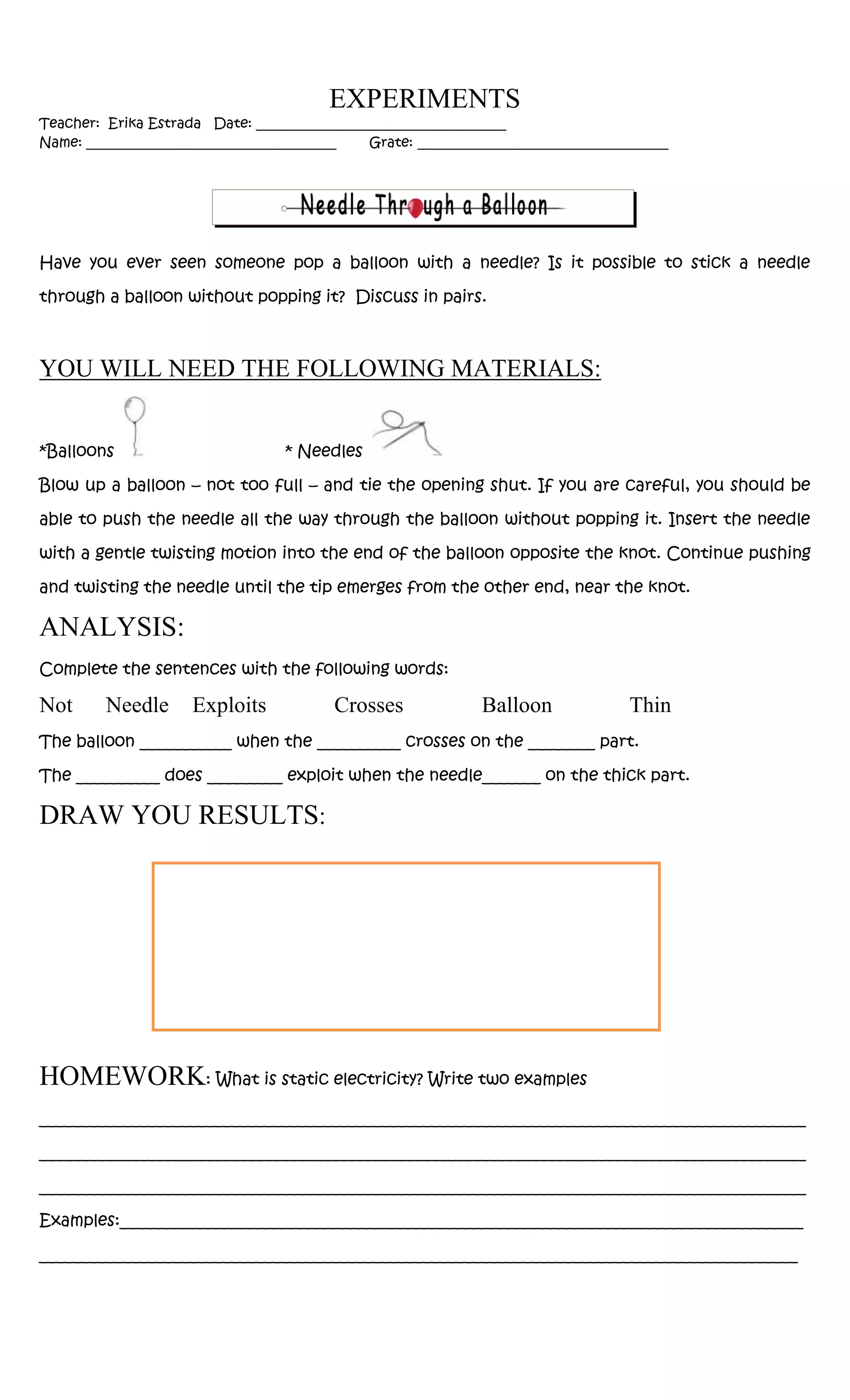 Experiments | DOCX | Needlework | Arts and Crafts