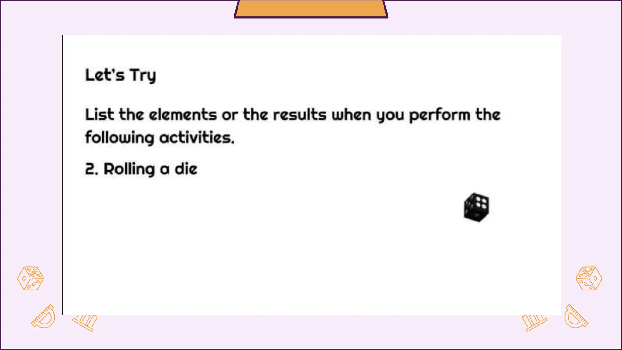 Experiment, event, sample, outcome, sample space | PPTX